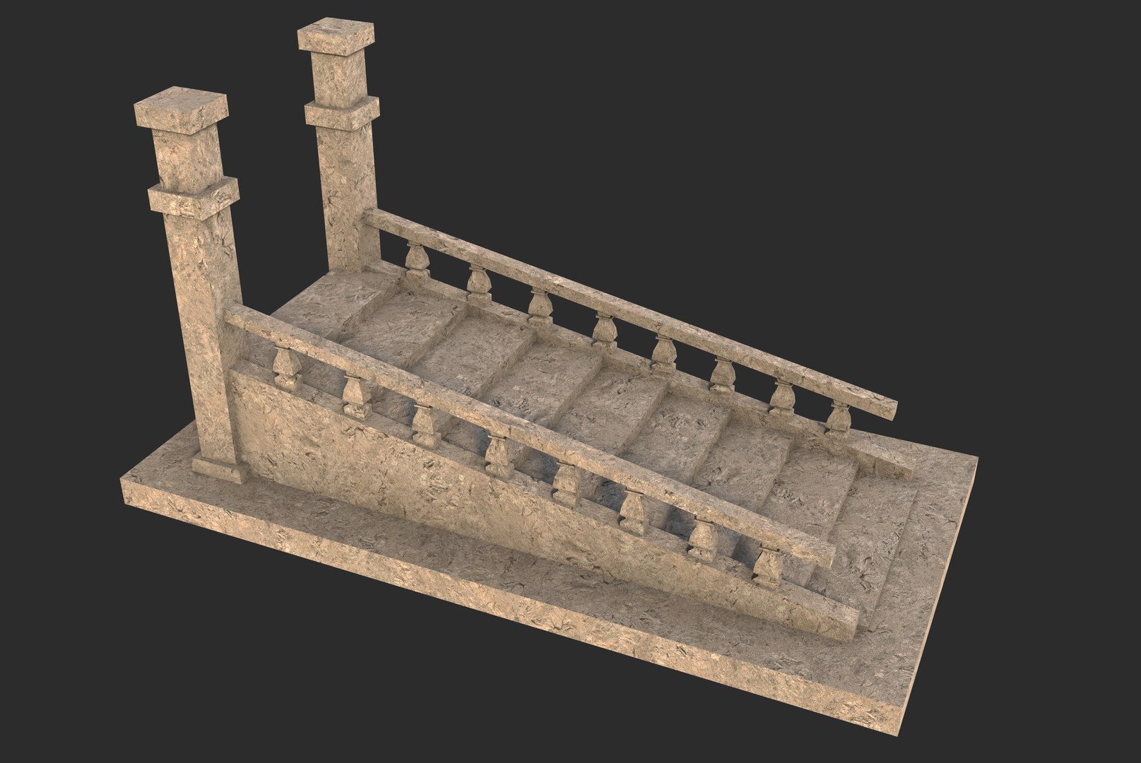 Free 3D Stone Ramp Stairs Model - TurboSquid 2420617