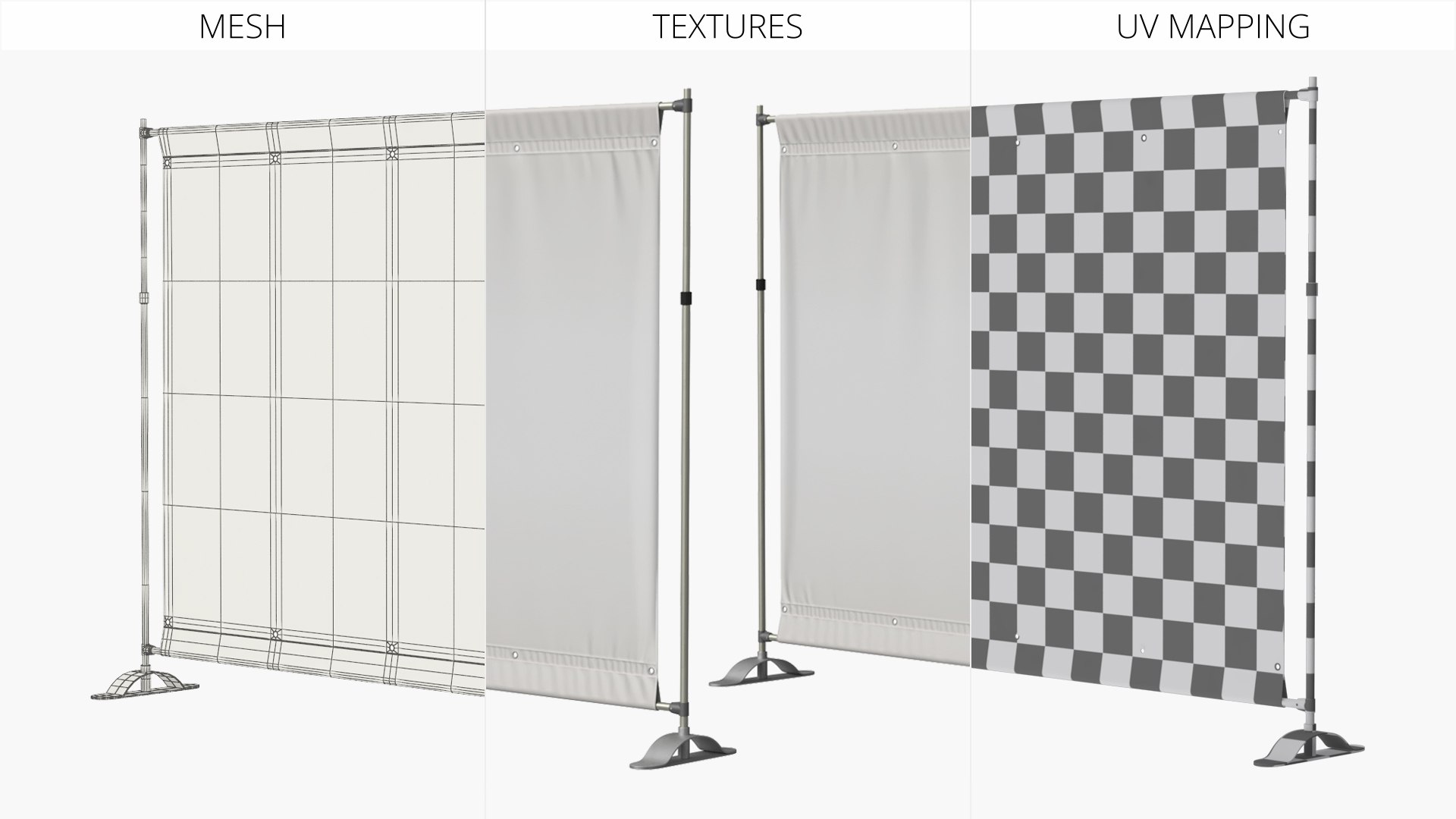 3D Model Press Wall Banner Stand Fabric White - TurboSquid 2509348