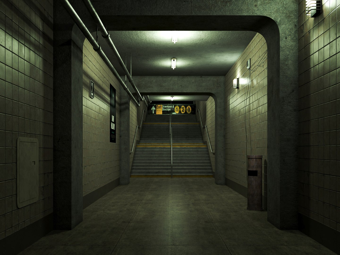 3D Old Scary Subway Stair Corridor - TurboSquid 2104658