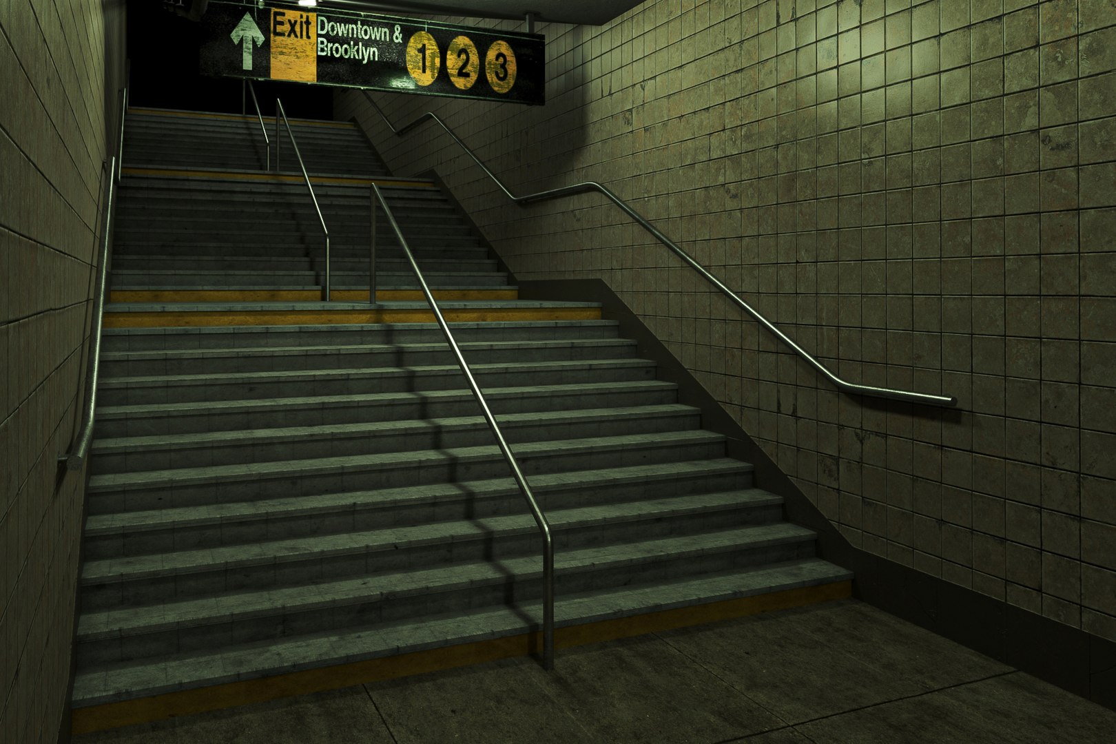 3D Old Scary Subway Stair Corridor - TurboSquid 2104658