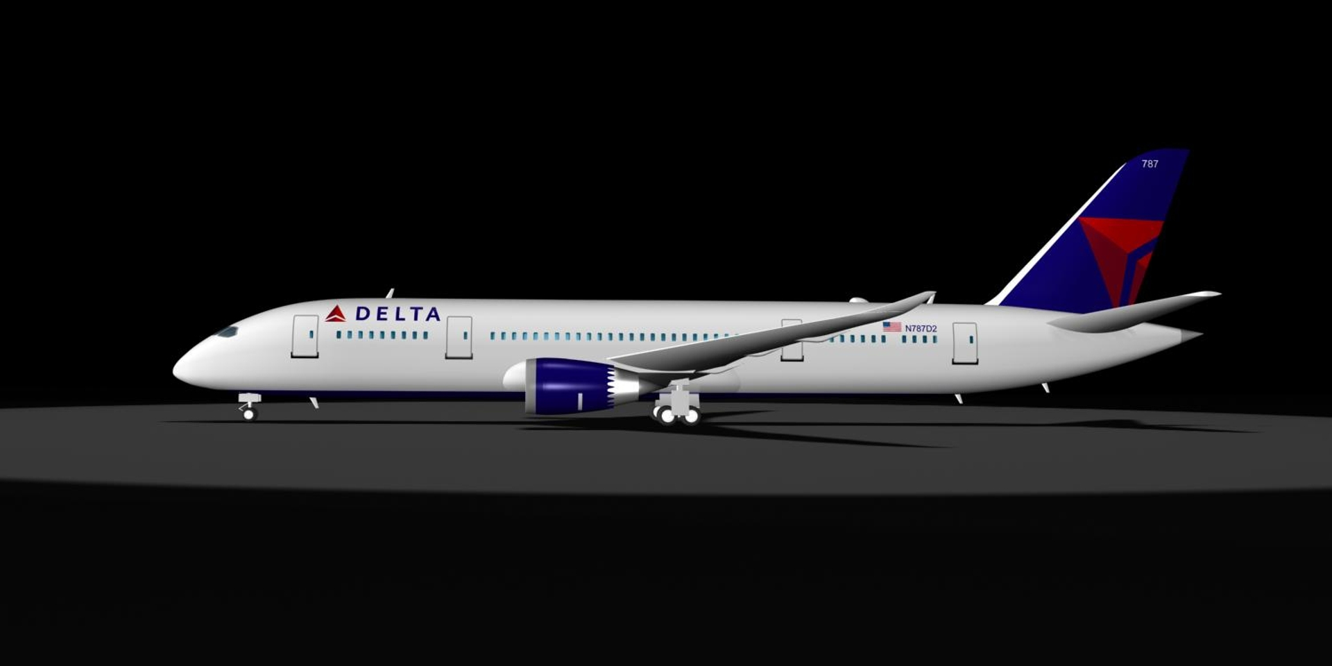 Delta Airlines 787 Dreamliner 3d Model