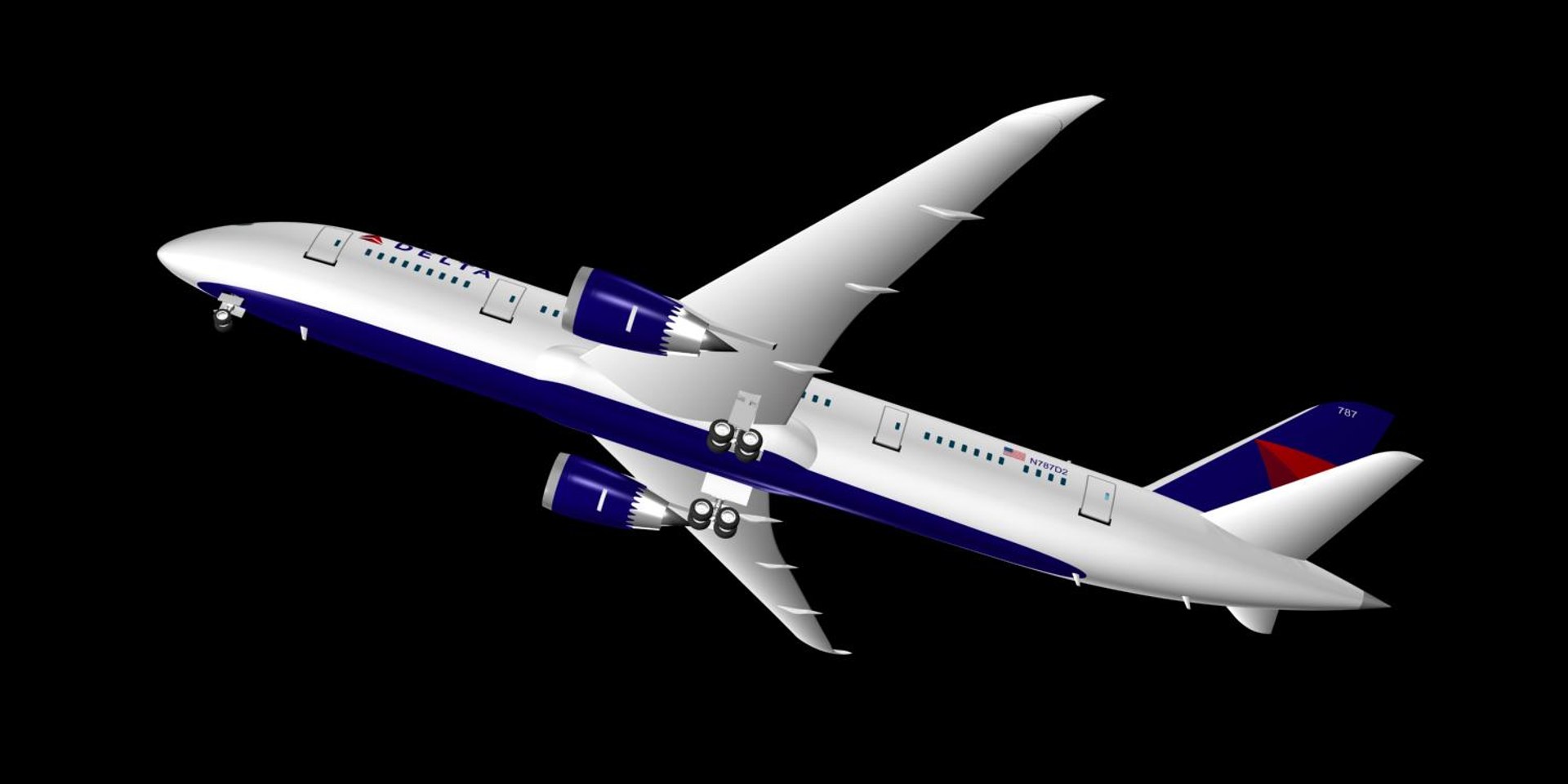 Delta Airlines 787 Dreamliner 3d Model