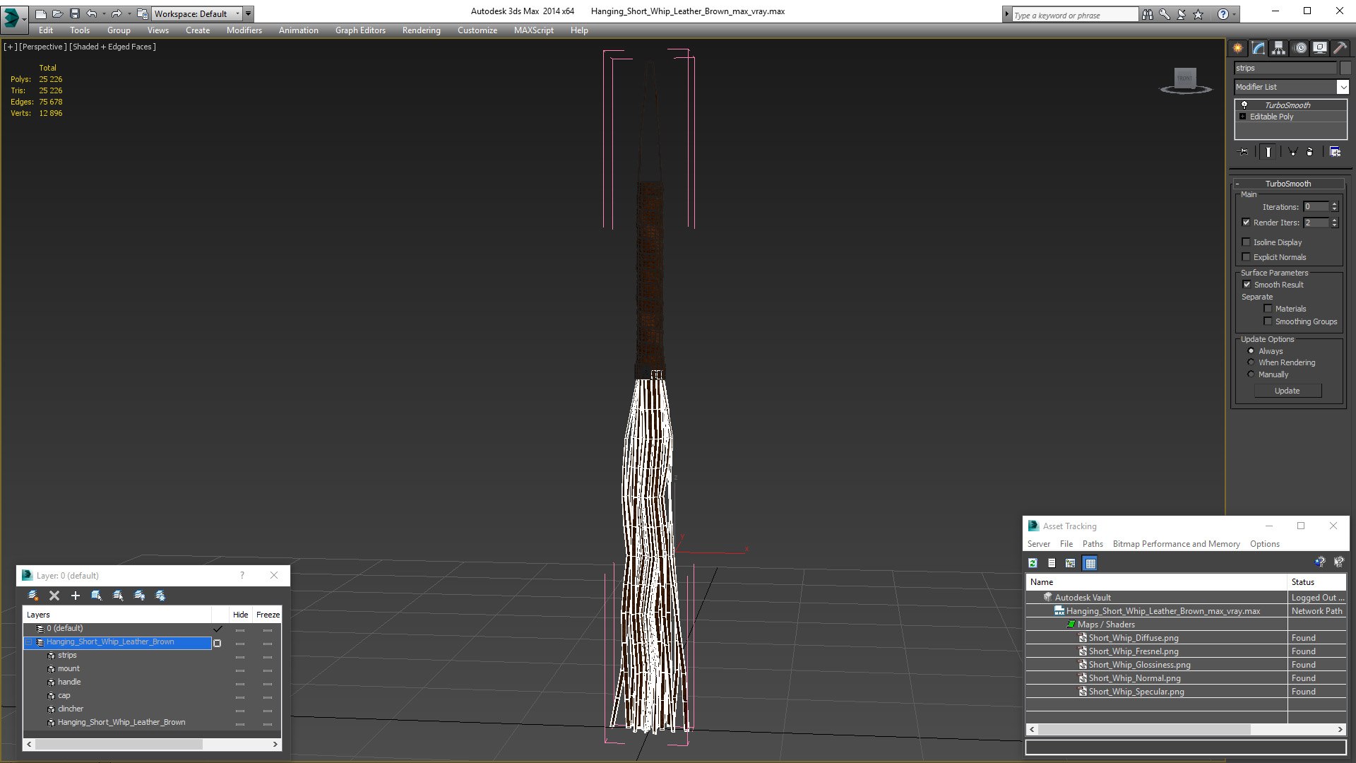 Hanging Short Whip Leather Brown 3D Model - TurboSquid 2029511