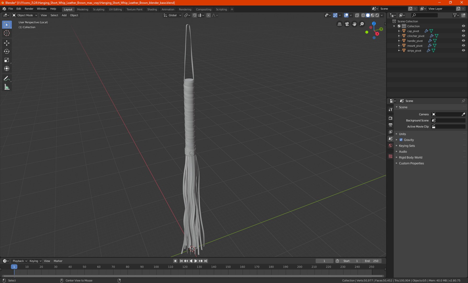 Hanging Short Whip Leather Brown 3D Model - TurboSquid 2029511