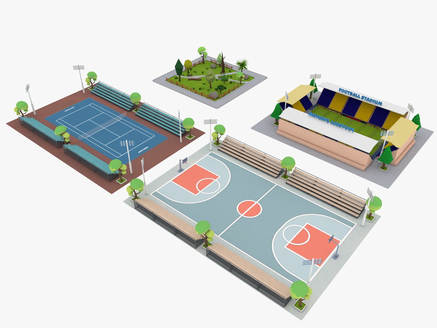 Cartoon Sport Buildings Pack Low-poly 3D Model 3D Model - TurboSquid ...