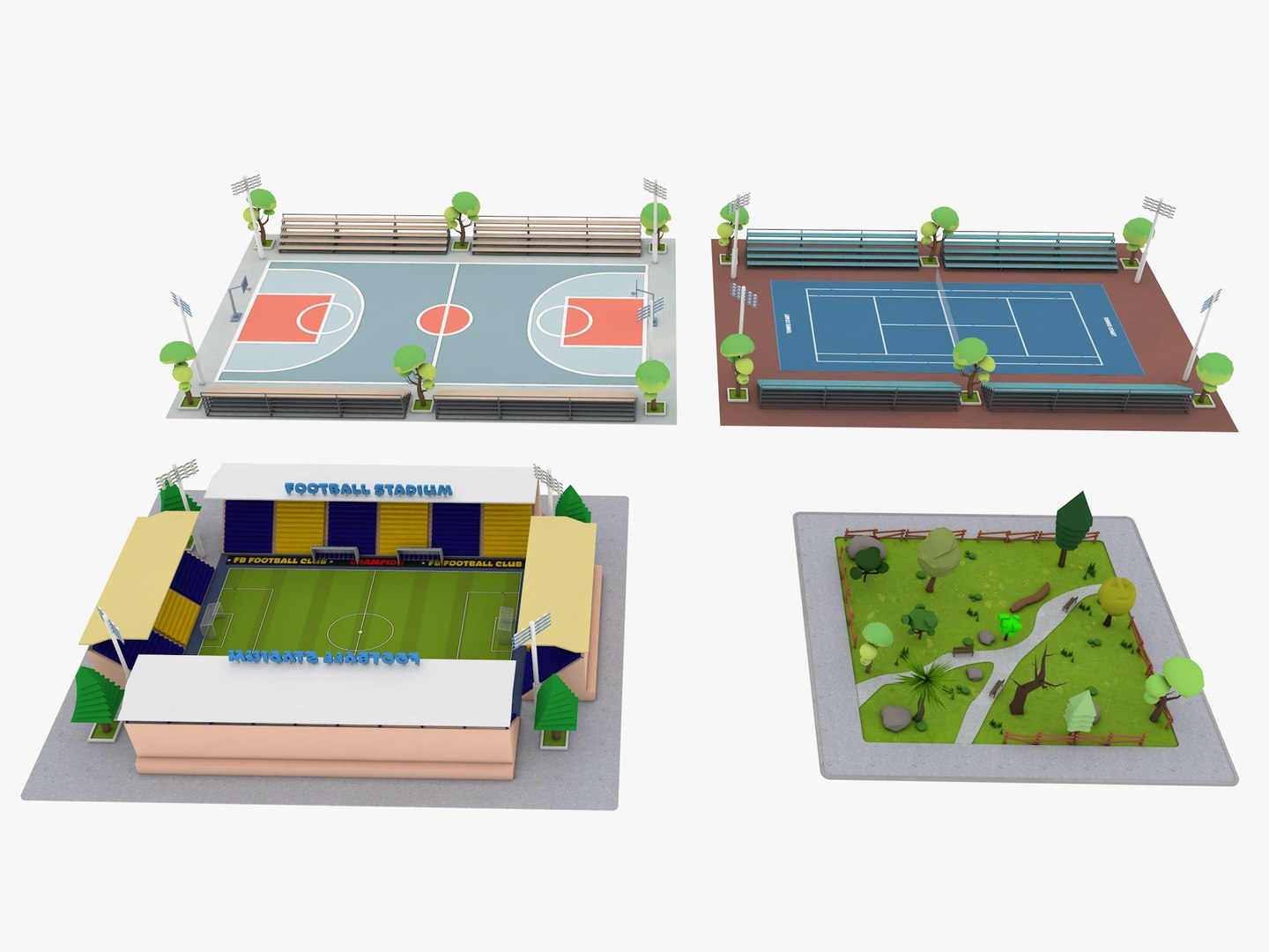 Cartoon Sport Buildings Pack Low-poly 3D Model 3D Model - TurboSquid ...