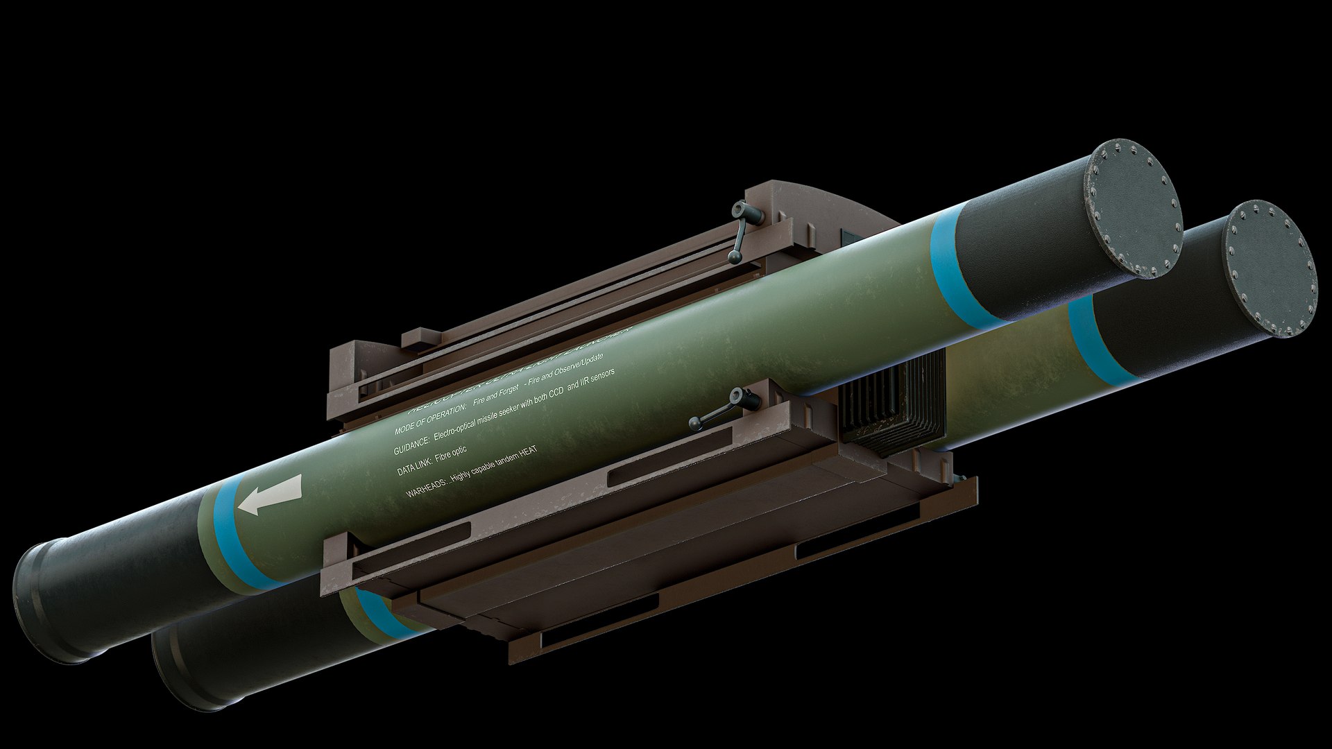 3D Rigged Spike ER2 Missile With The Helicopter Launcher PBR ...