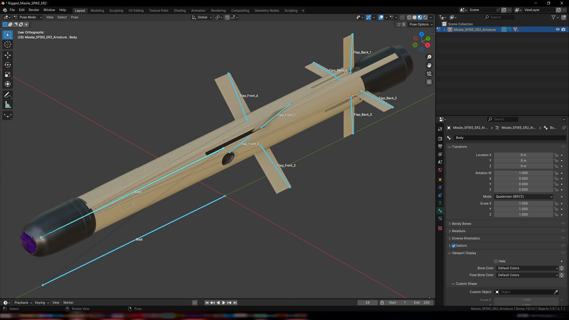 3D Rigged Spike ER2 Missile With The Helicopter Launcher PBR ...