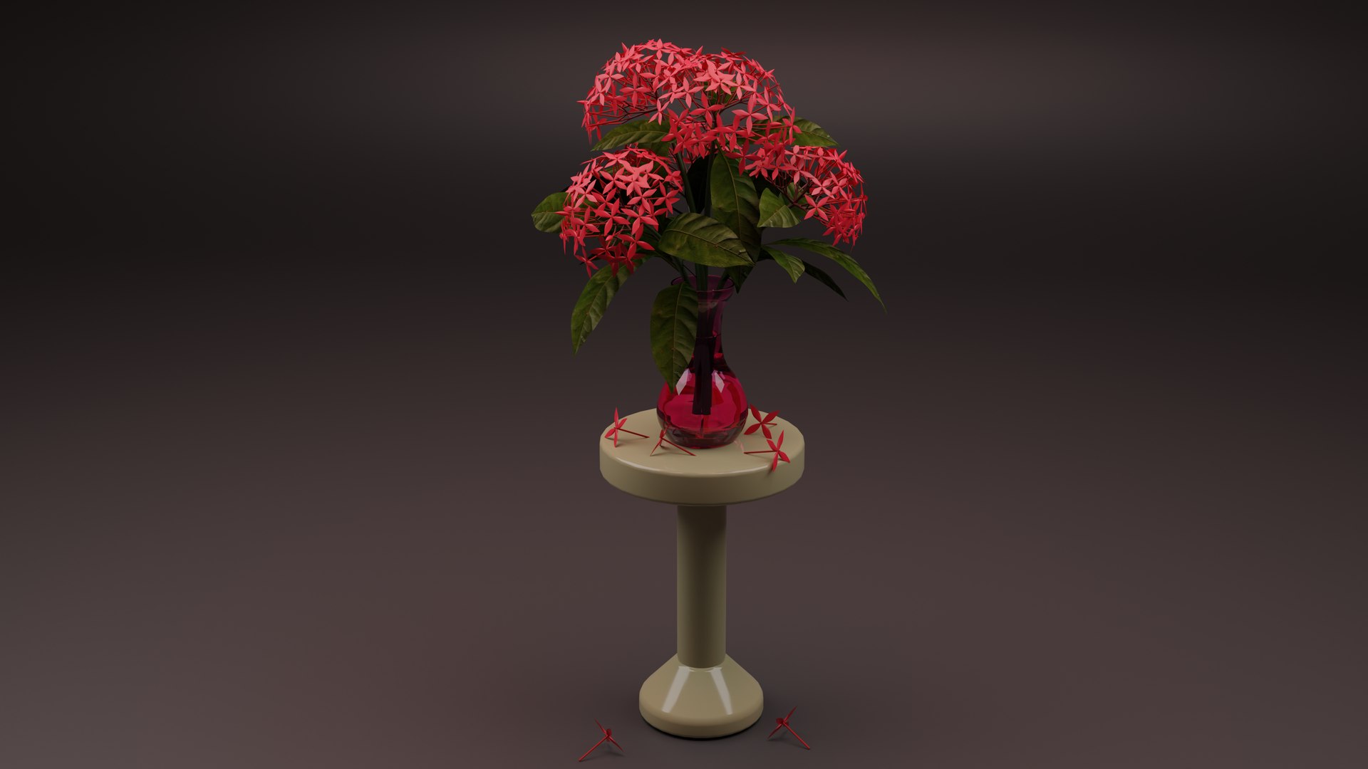 3D Ixora Flower Vase - TurboSquid 2088543