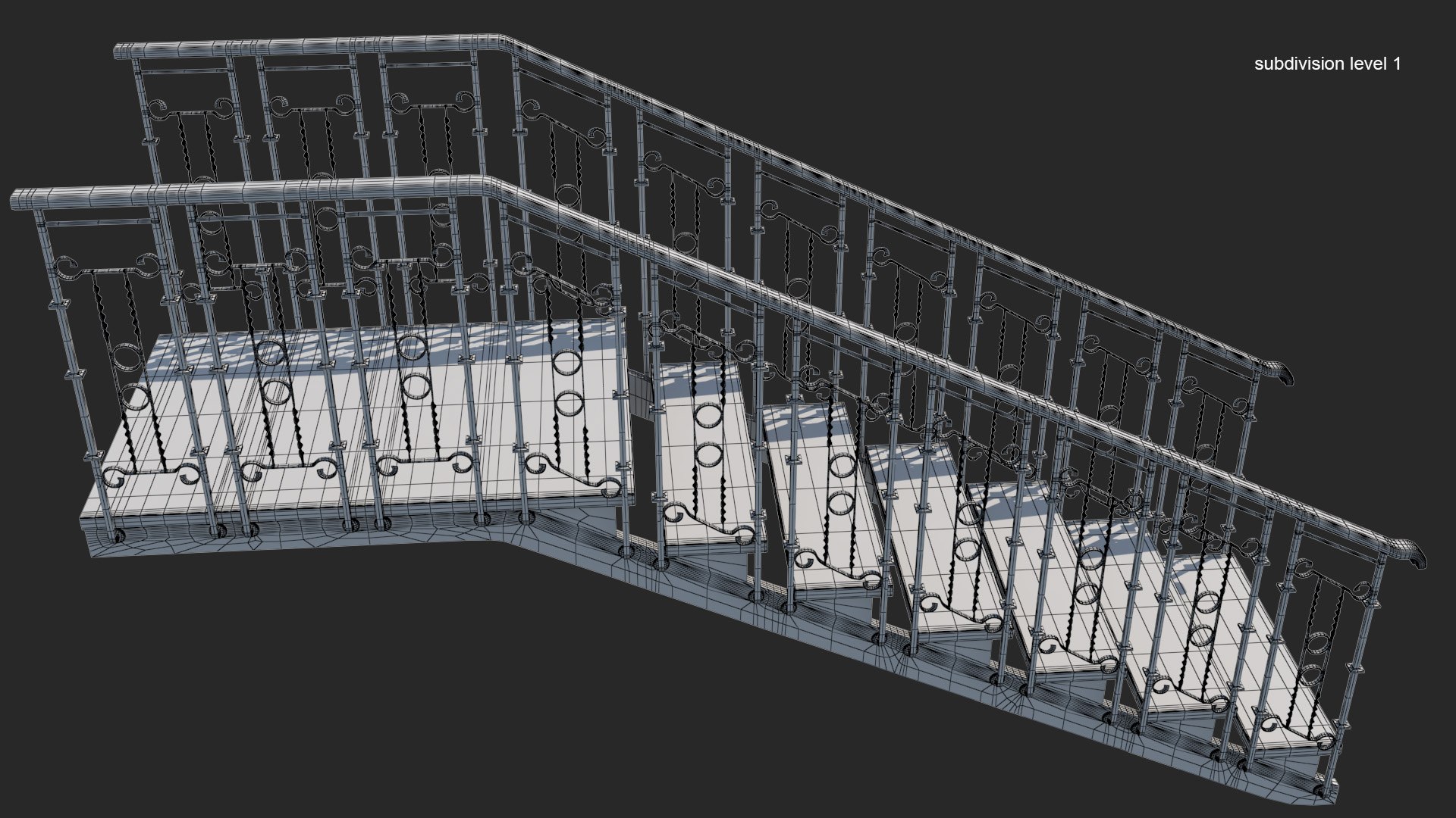 3ds Max Stairs Wrought Iron Railing