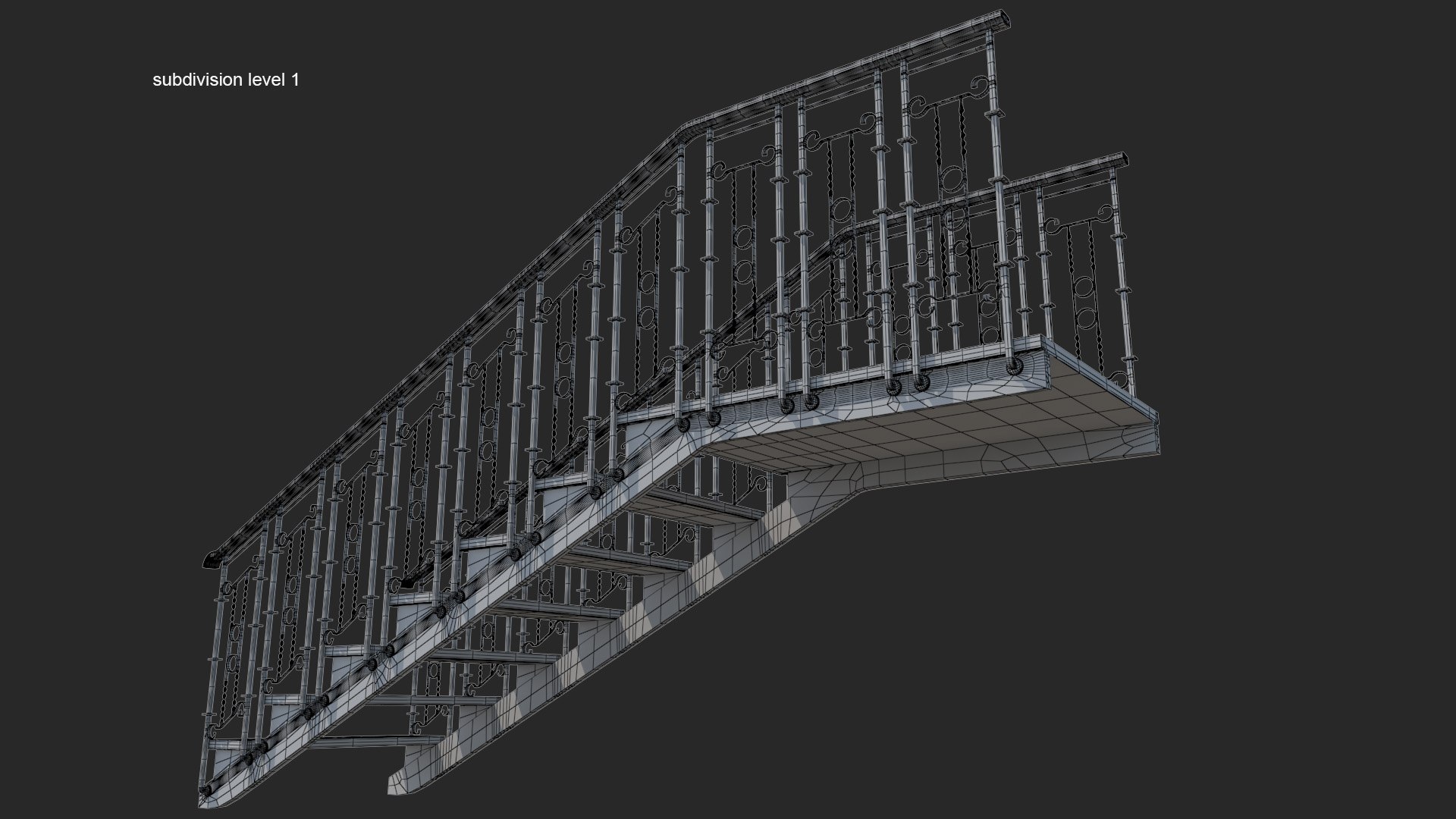 3ds max stairs wrought iron railing