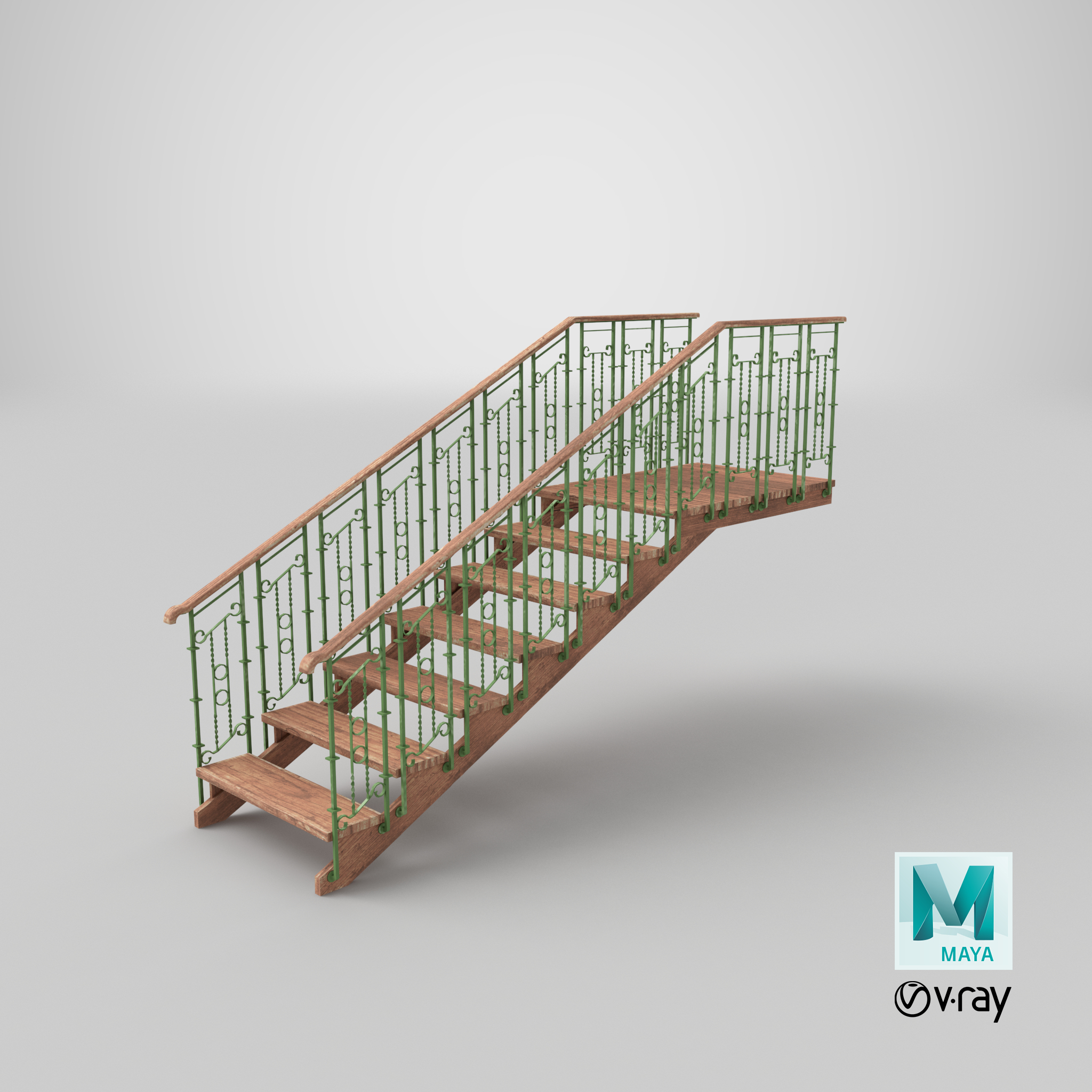 3ds max stairs wrought iron railing