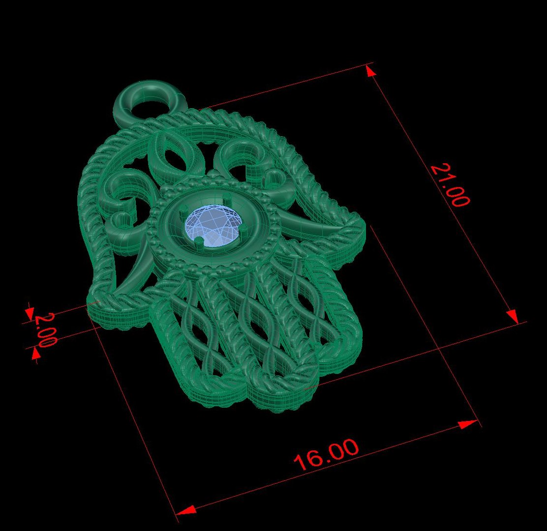 Jewish Pendant Hamsa 3D Model - TurboSquid 1634603