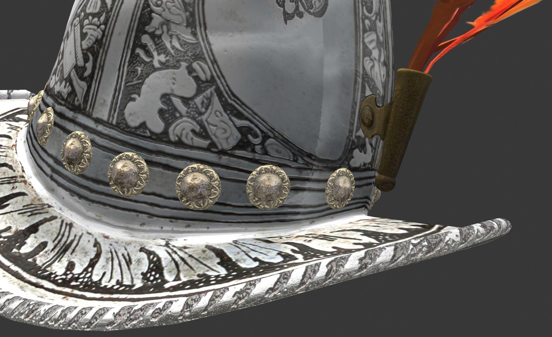 3D Model Italian Morion Orange Feather - TurboSquid 1522332