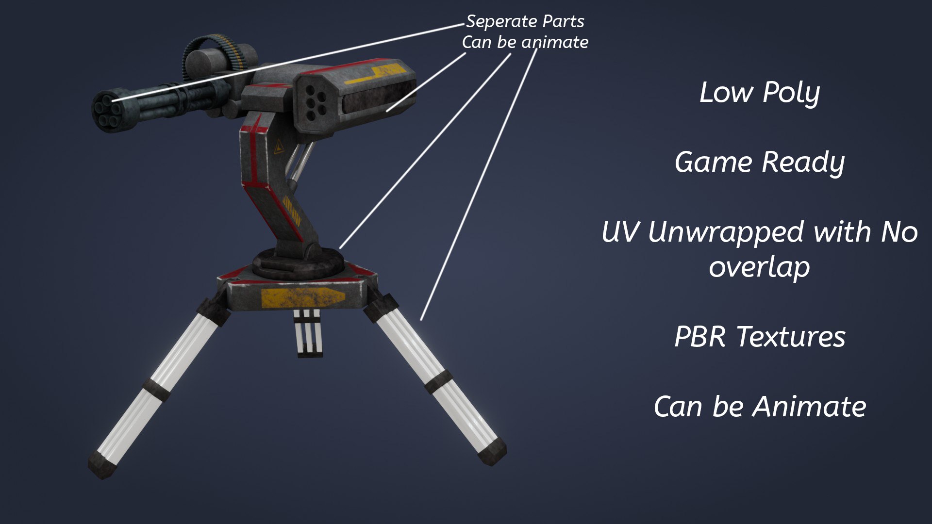 Sci-Fi Turret - Low Poly - Game Ready - PBR Model - TurboSquid 2083158