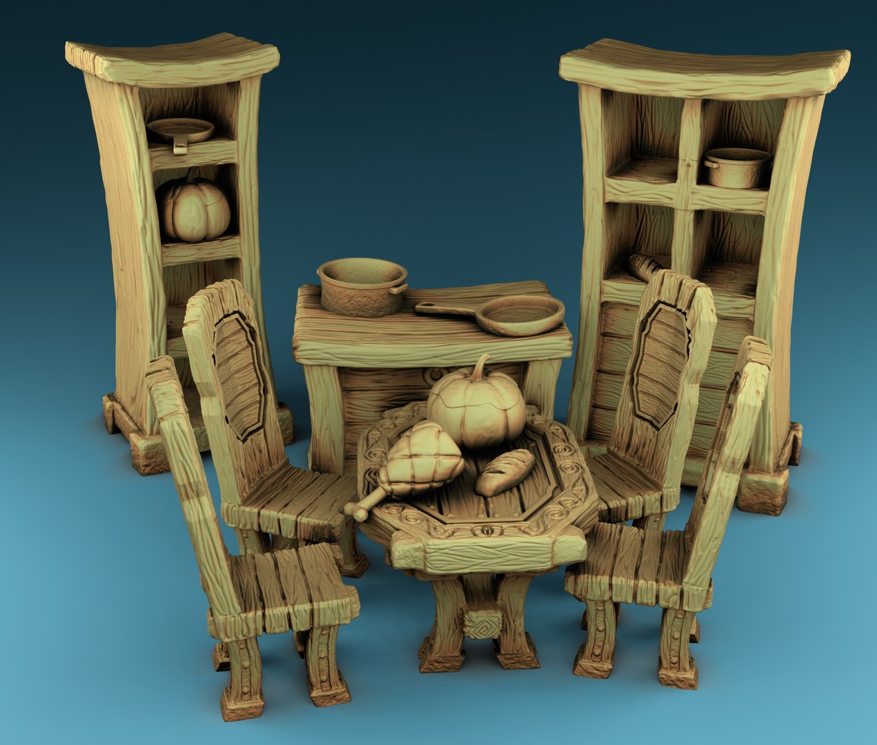 Stylized Middle Ages Kitchen 3D Model - TurboSquid 1950938