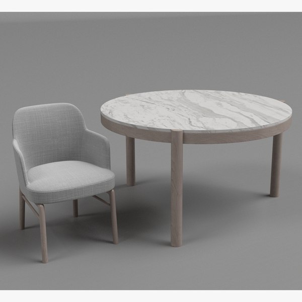modelo 3d Mesa de comedor y silla redondas de mármol Flexform LEDA - TurboSquid 2318468
