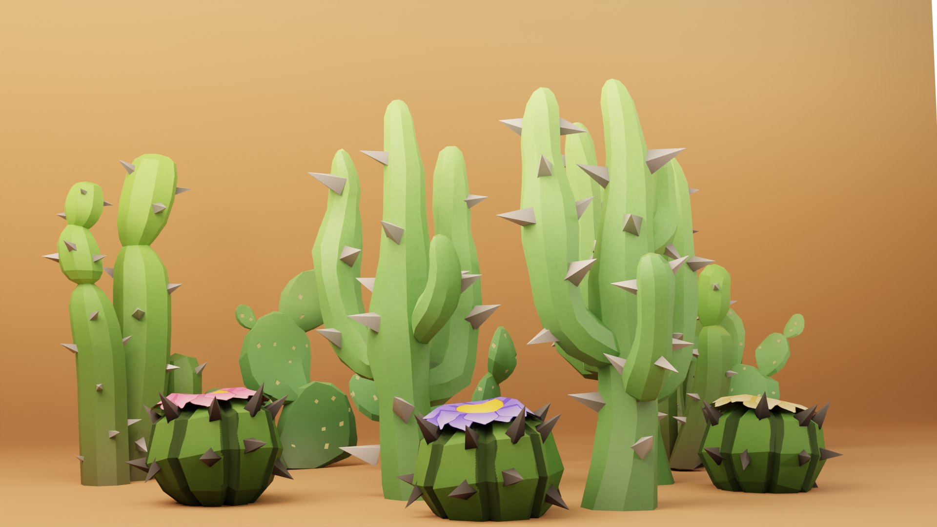 Spiky - Cactus Collection Low Poly Game-Ready 3D - TurboSquid 1969714