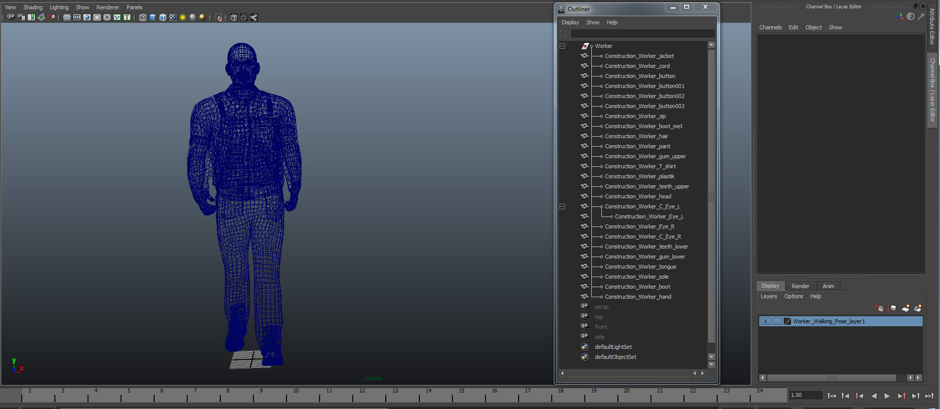 3d model worker walking pose