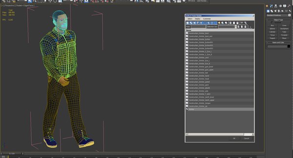 3d model worker walking pose