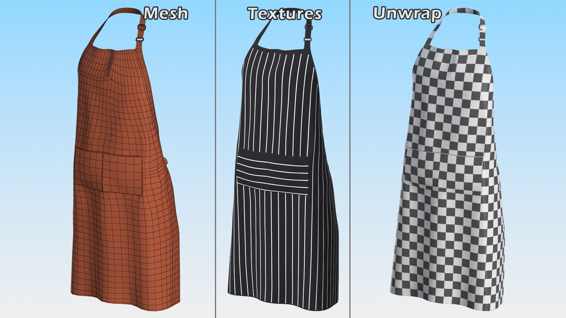 Men Striped Cooking Apron 3D model - TurboSquid 1816246