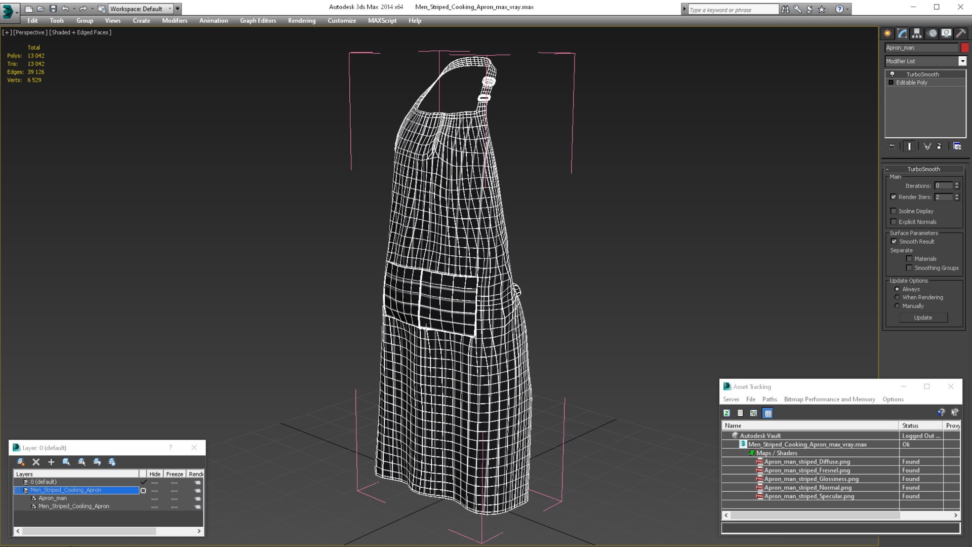 Men Striped Cooking Apron 3D model - TurboSquid 1816246