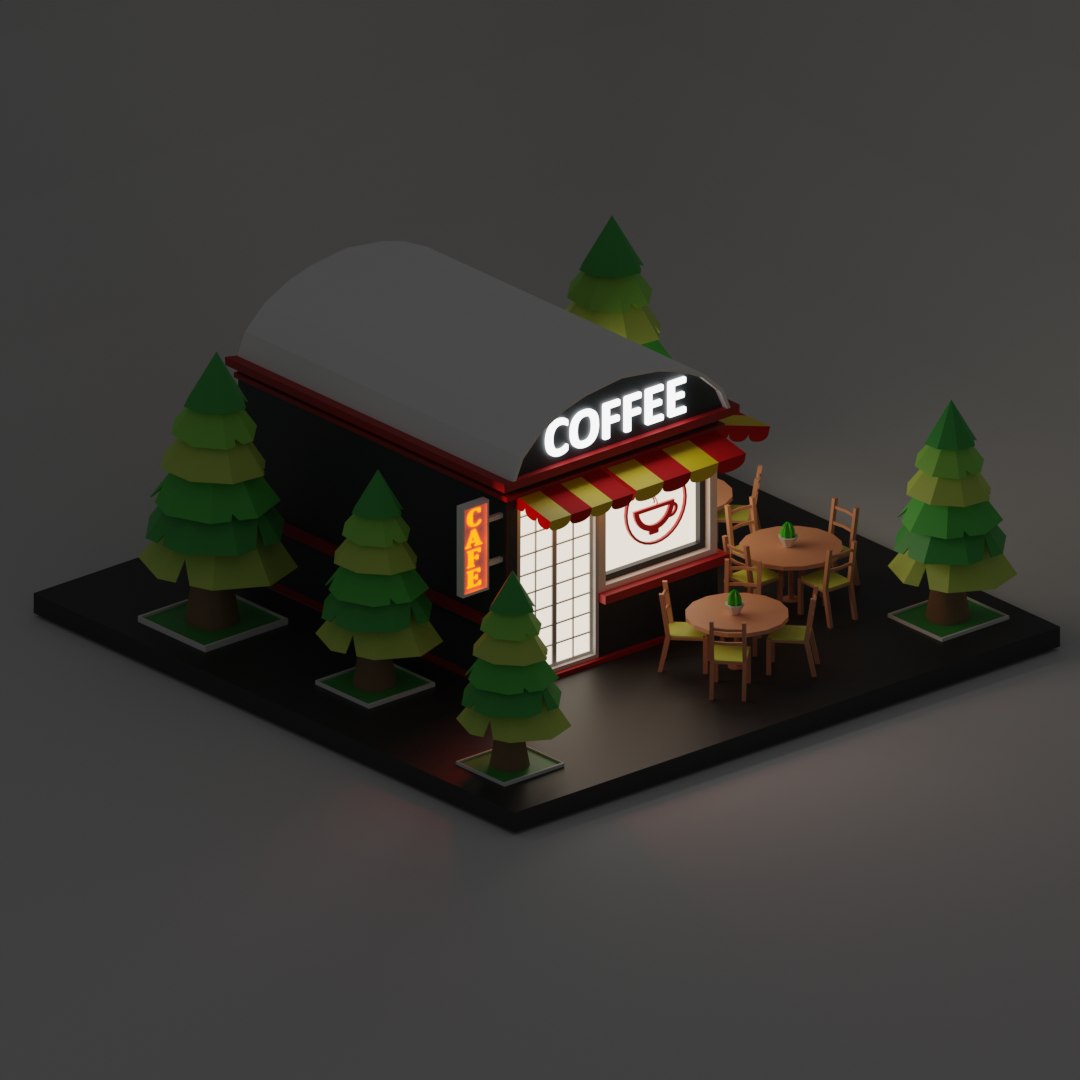 Cartoon Cafe 01 3D - TurboSquid 1900987