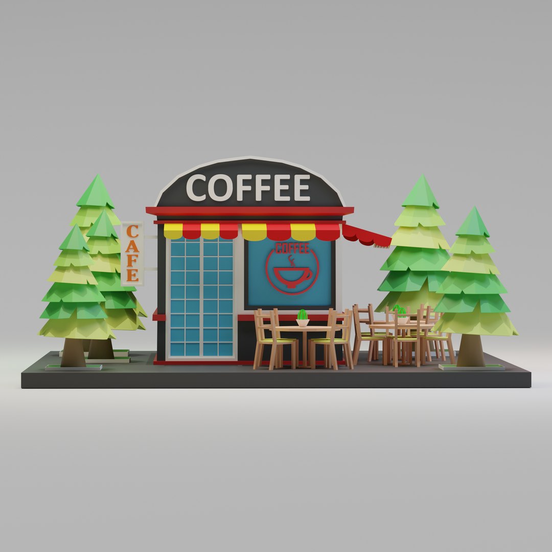 Cartoon Cafe 01 3D - TurboSquid 1900987