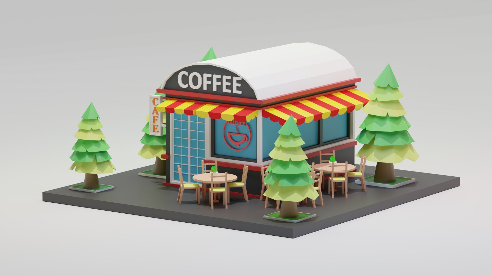 Cartoon Cafe 01 3D - TurboSquid 1900987
