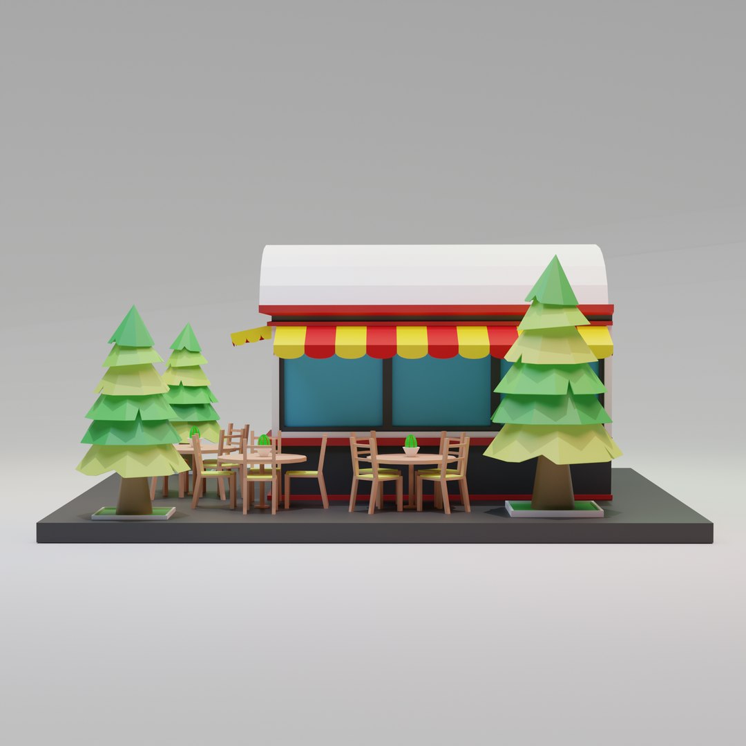 Cartoon Cafe 01 3D - TurboSquid 1900987