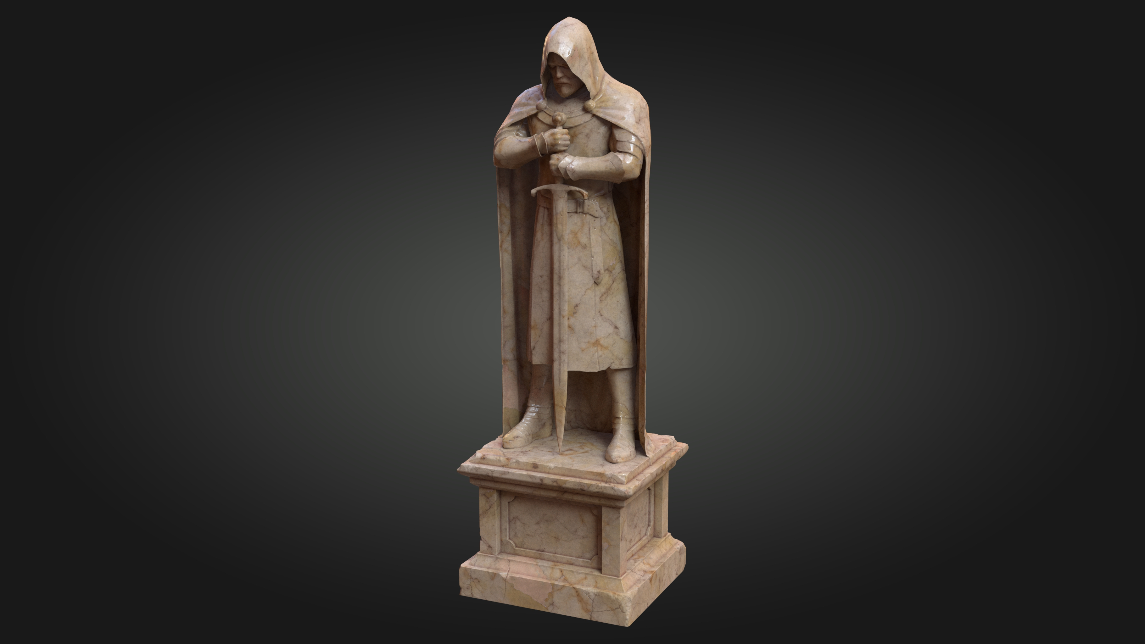 3D ancient plaster statue knight - TurboSquid 1711040