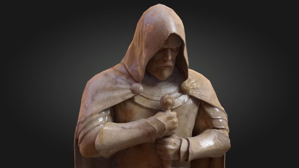3D ancient plaster statue knight - TurboSquid 1711040