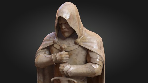 3D ancient plaster statue knight - TurboSquid 1711040