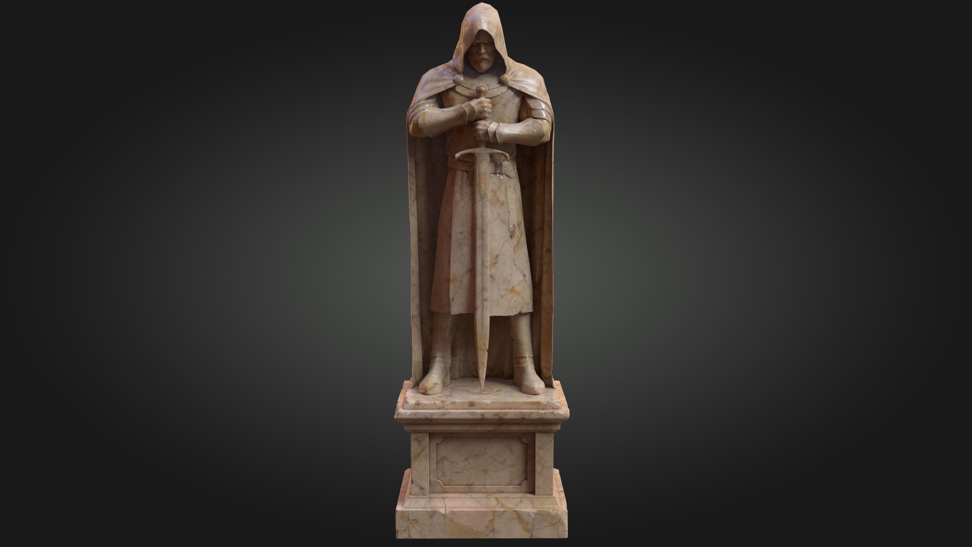 3D Ancient Plaster Statue Knight - TurboSquid 1711040