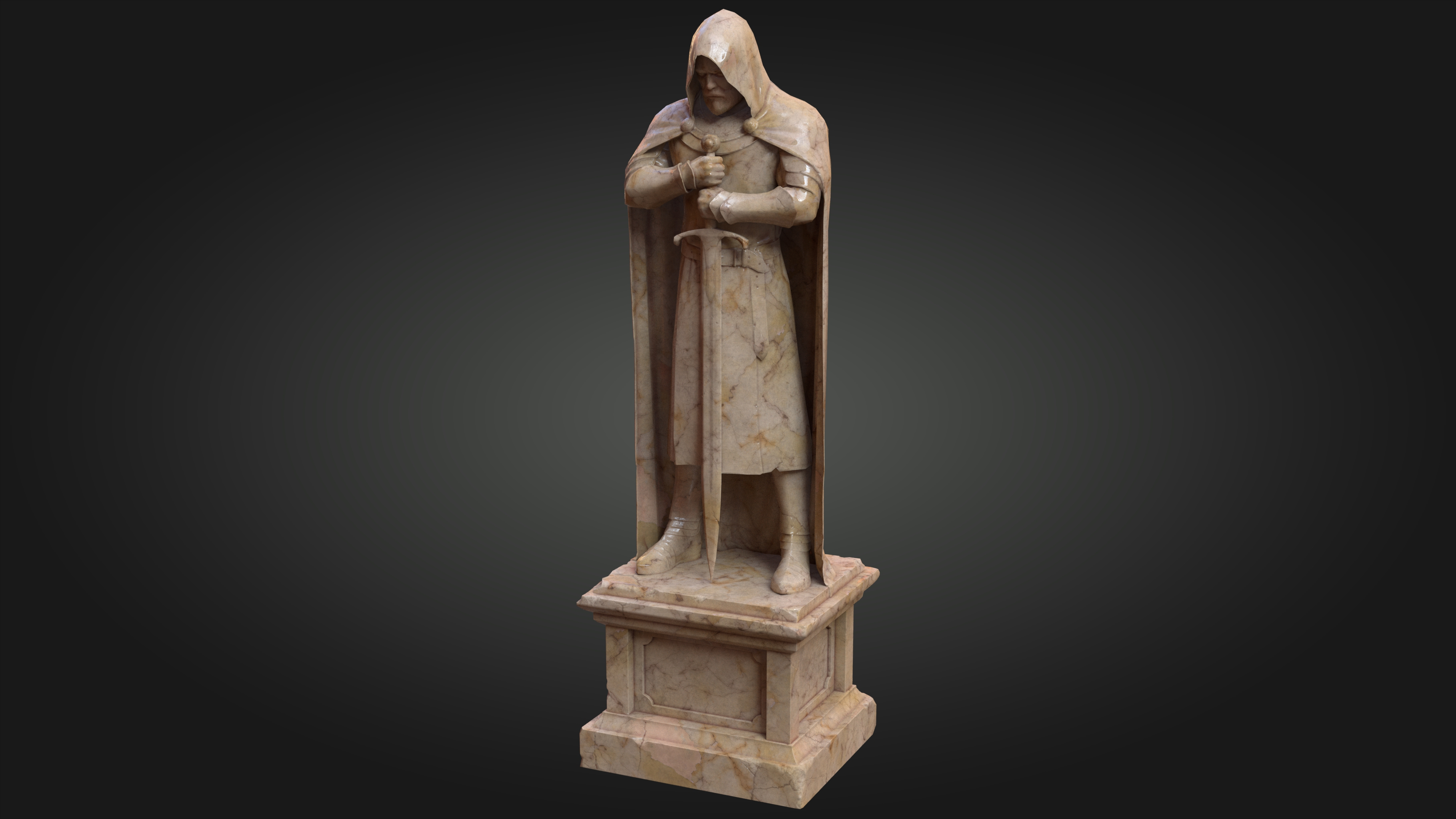 3D ancient plaster statue knight - TurboSquid 1711040