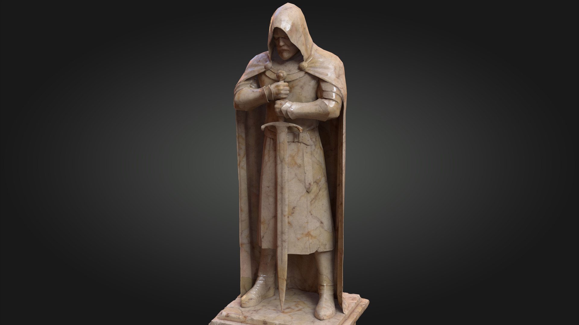 3D Ancient Plaster Statue Knight - TurboSquid 1711040
