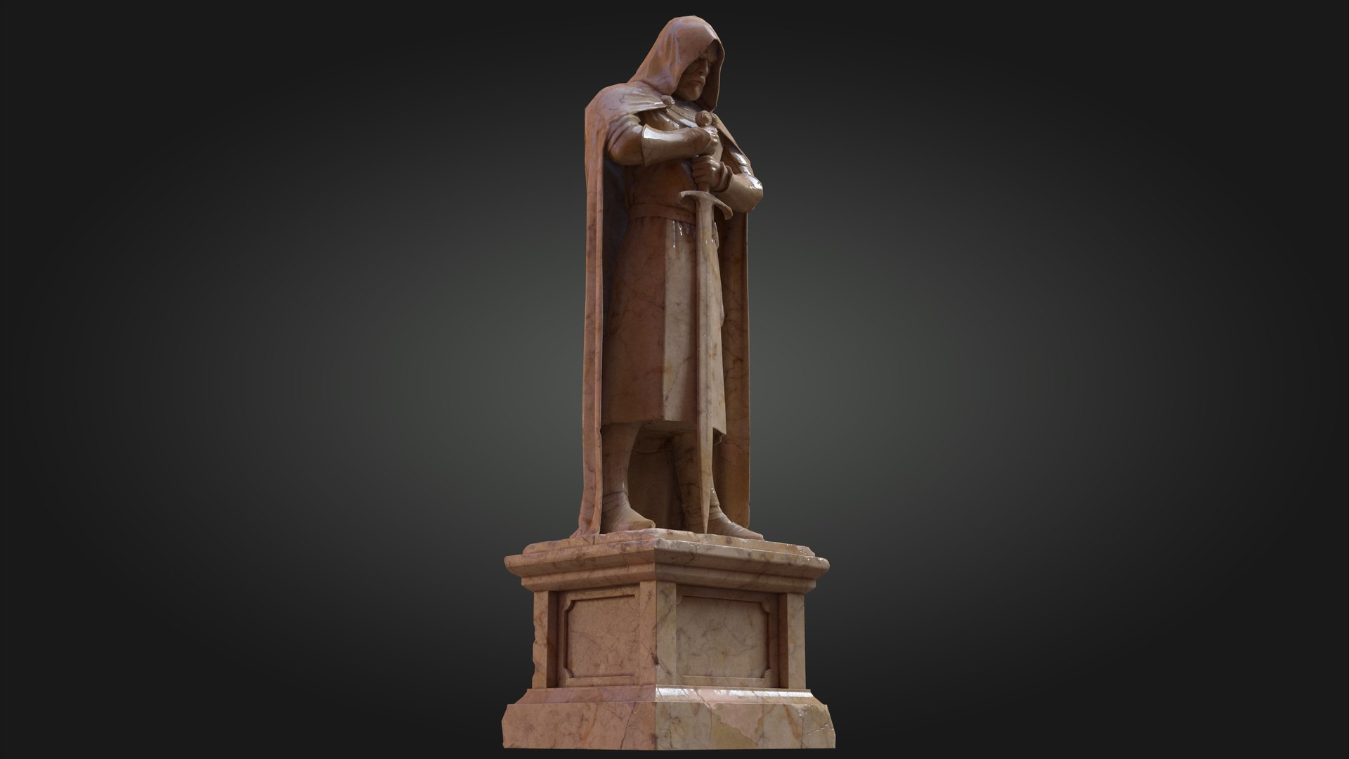 3D Ancient Plaster Statue Knight - TurboSquid 1711040