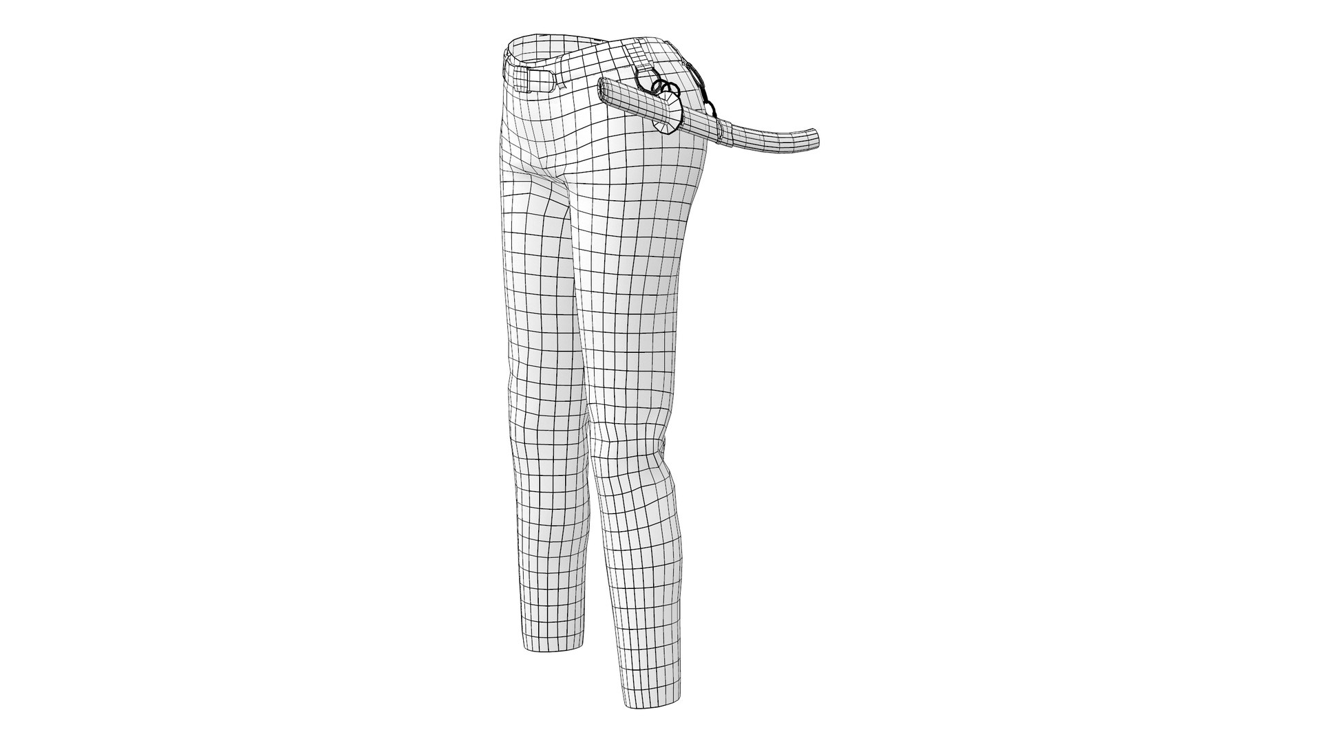 Slim Samurai White Belt Black Pants With Samurai Sword 3D Model ...