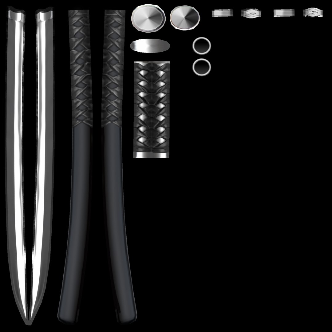 Slim Samurai White Belt Black Pants With Samurai Sword 3D Model ...
