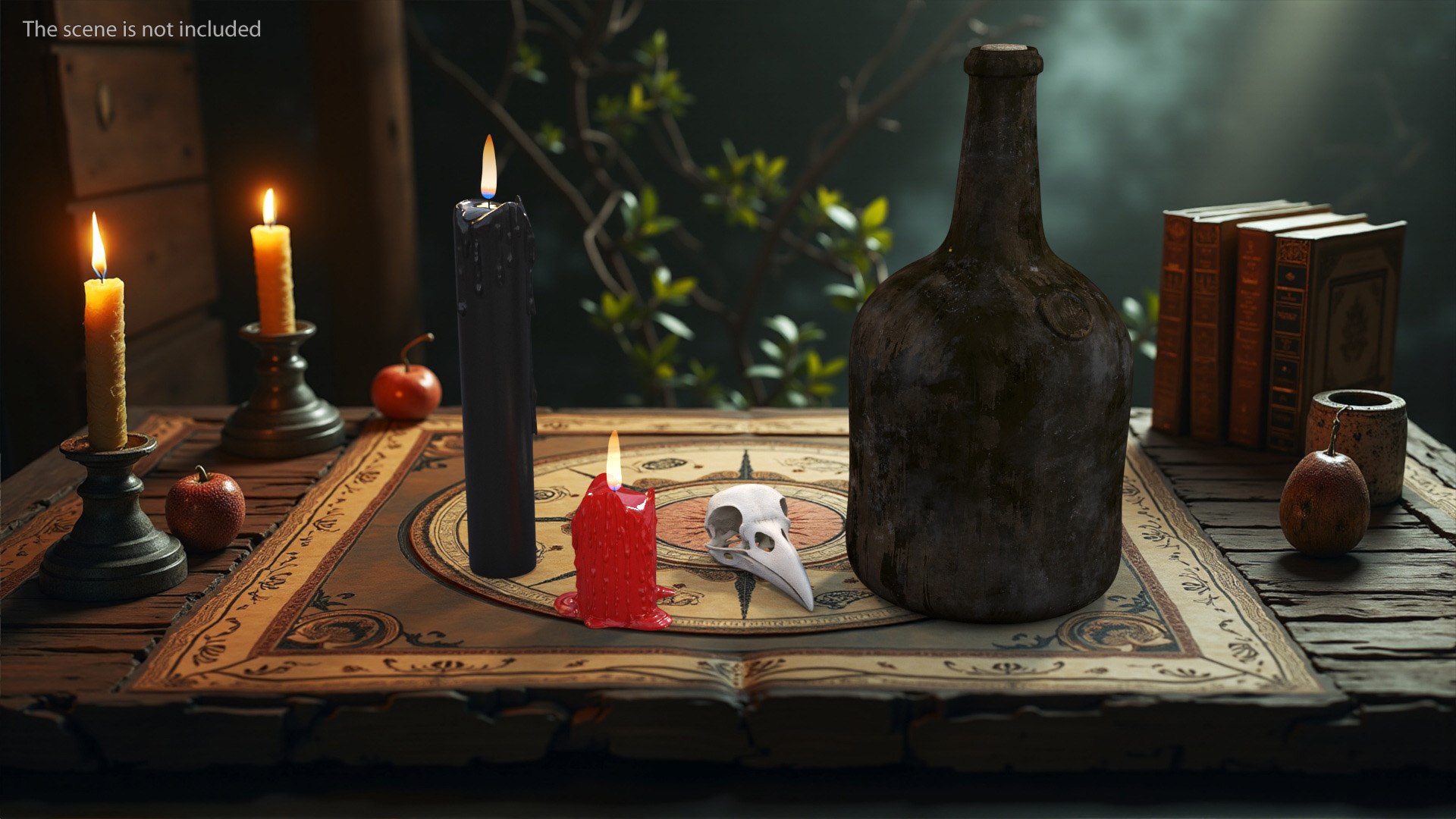 3D Ancient Bottle With Ritual Candles And Skull - TurboSquid 2374929