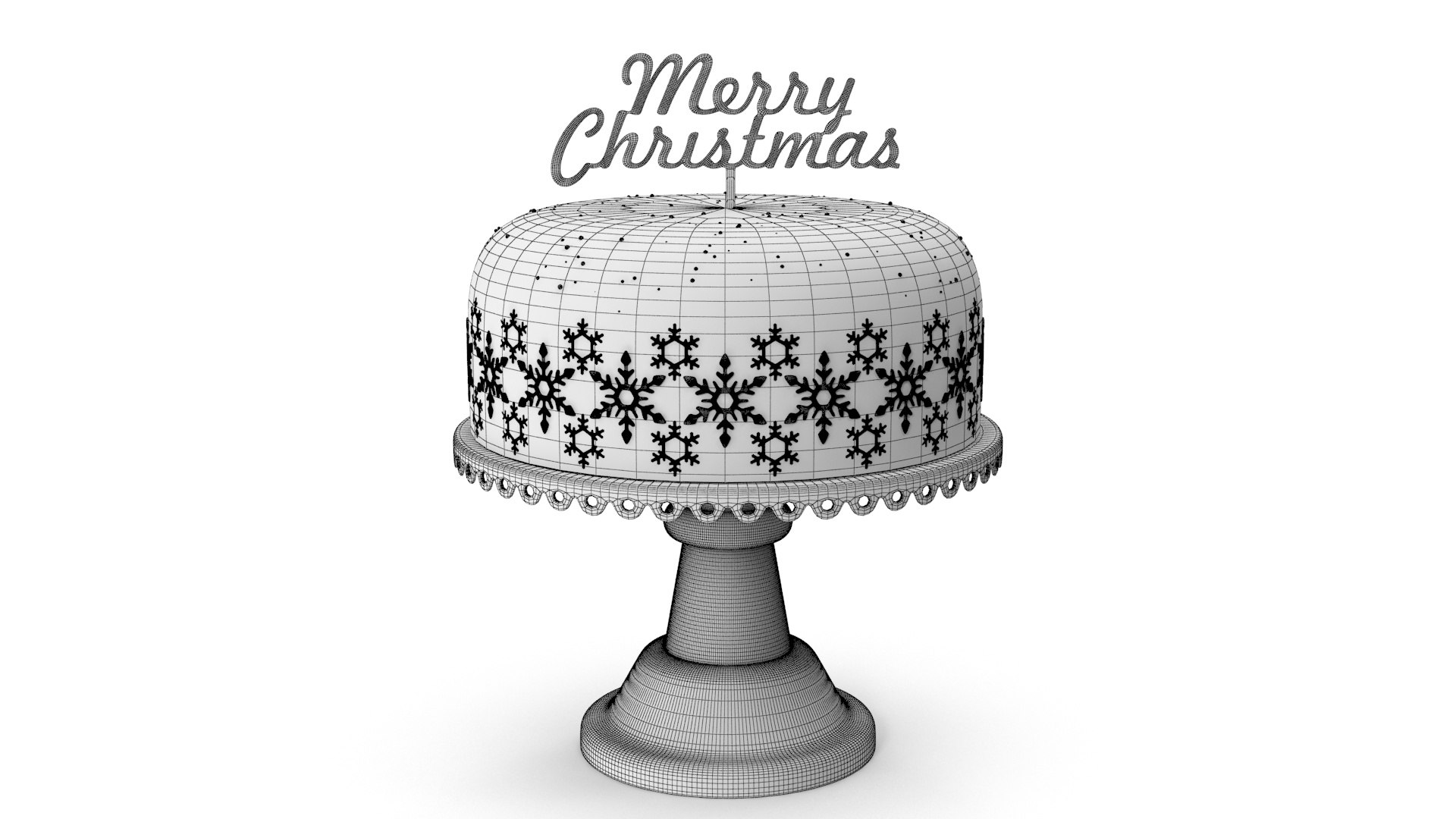 3D Christmas Cake With Topper Merry Christmas Model - TurboSquid 1803875