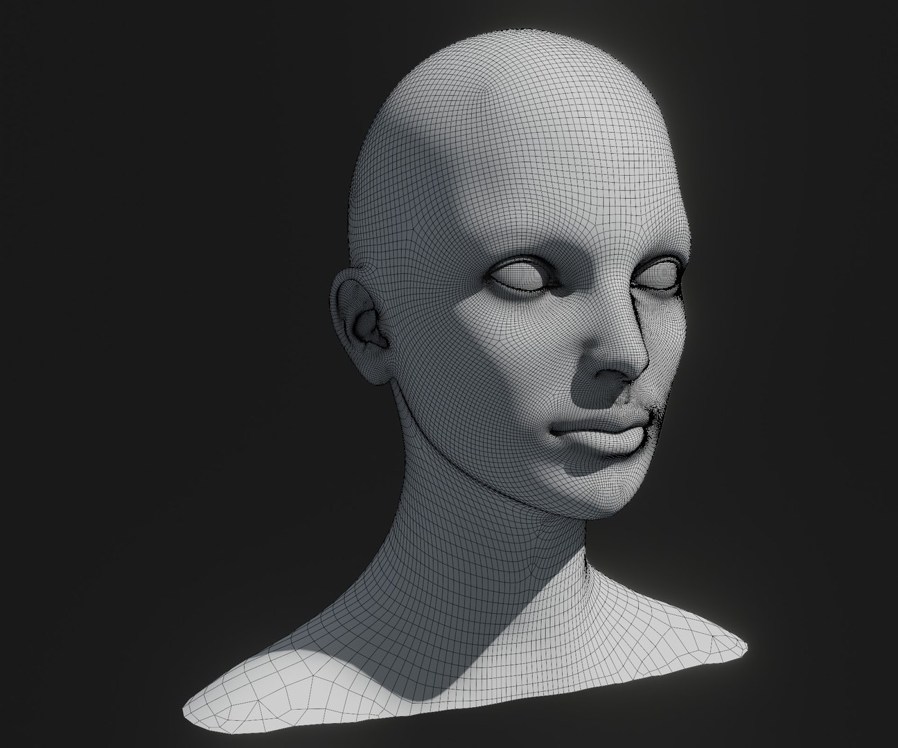 Female Head Base Mesh 3D Model Animated With Facial Expressions 3D ...
