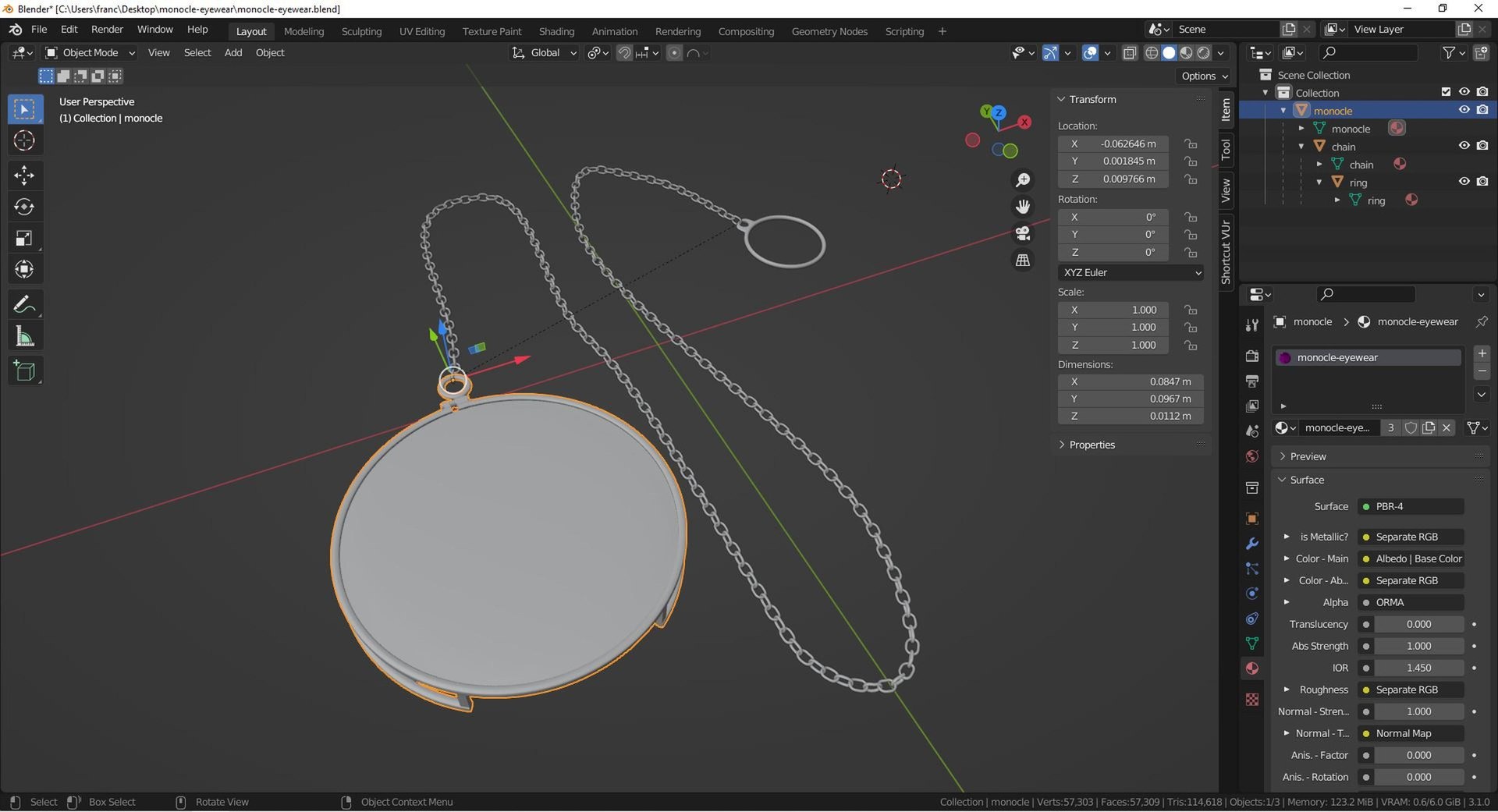 Monocle Eyewear 3D Model - TurboSquid 1884698