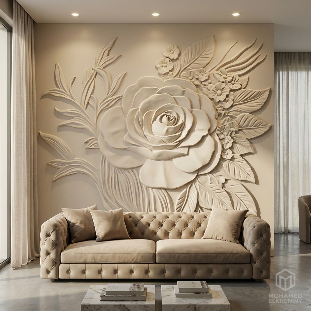 3D Modern Floral Relief Panel Wall Decor Set STL Mural CNC 361 ...