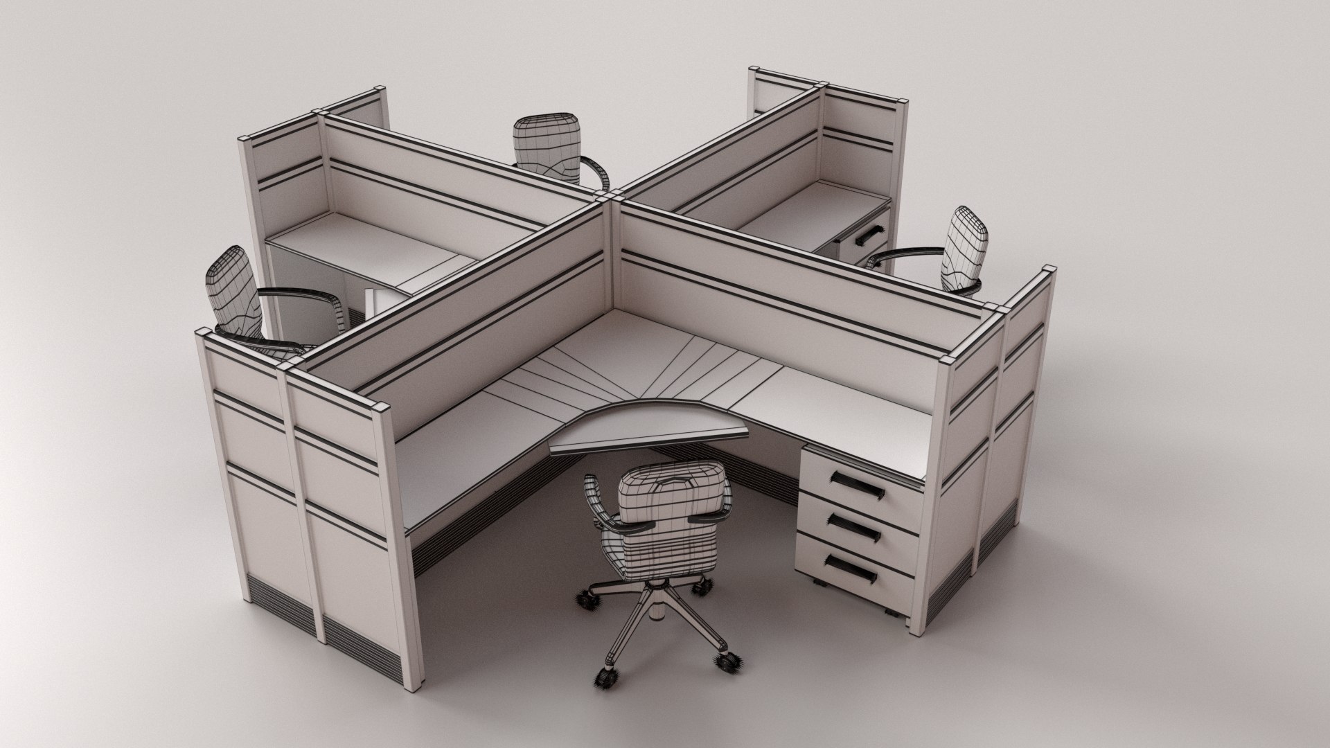 Office Cubicle 3D Model - TurboSquid 1670514