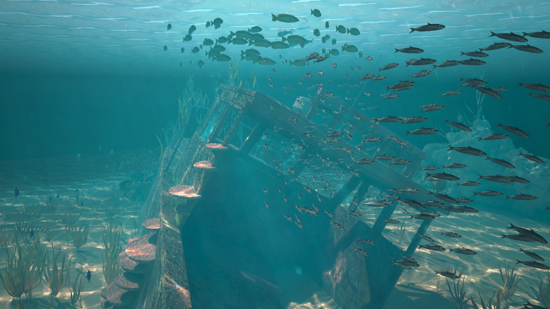3D Underwater Shipwreck Scene - TurboSquid 1469161