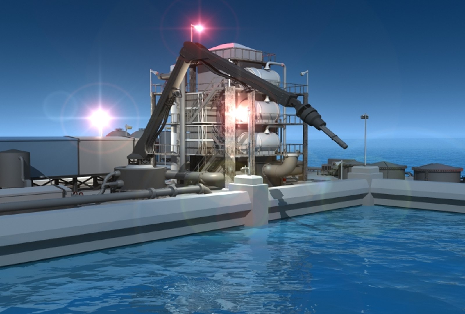 oil tanker fueling dock 3d model