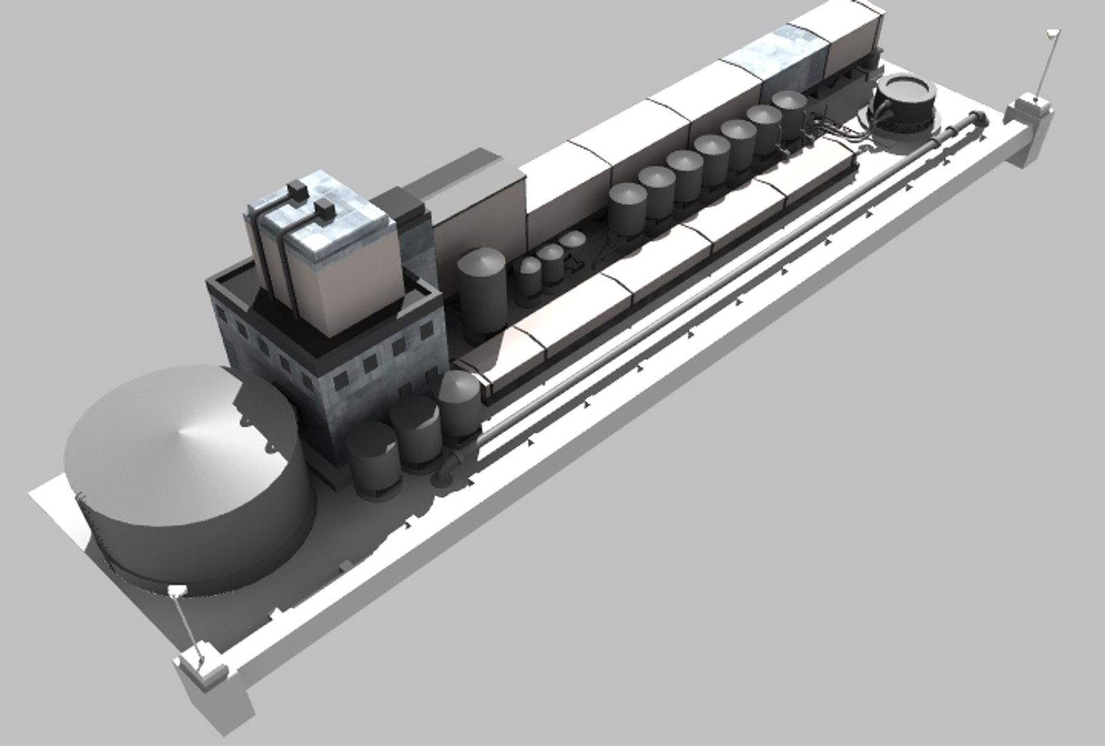 oil tanker fueling dock 3d model