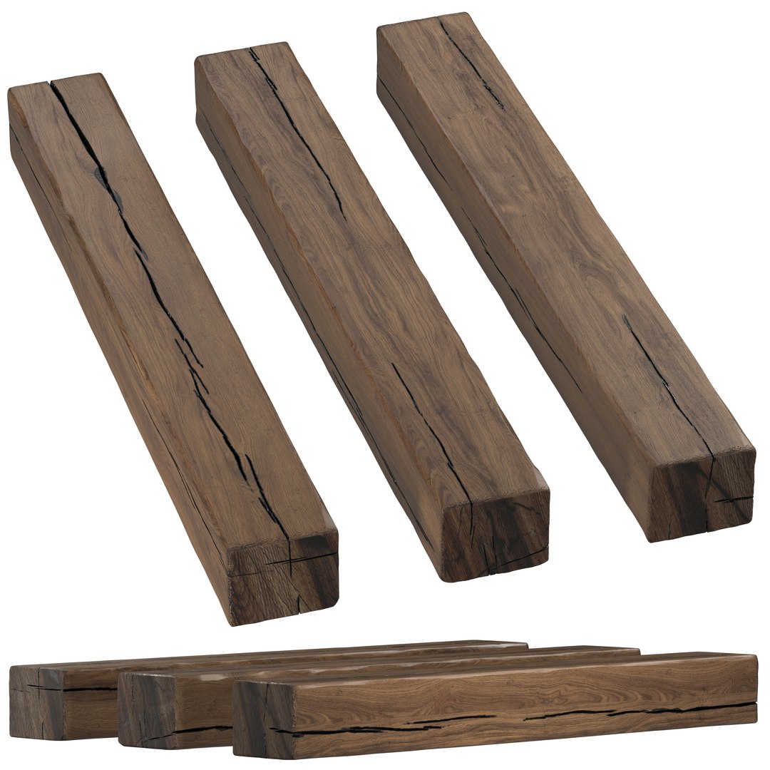 3D Reclaimed Walnut Wood Beams Model - TurboSquid 1831345