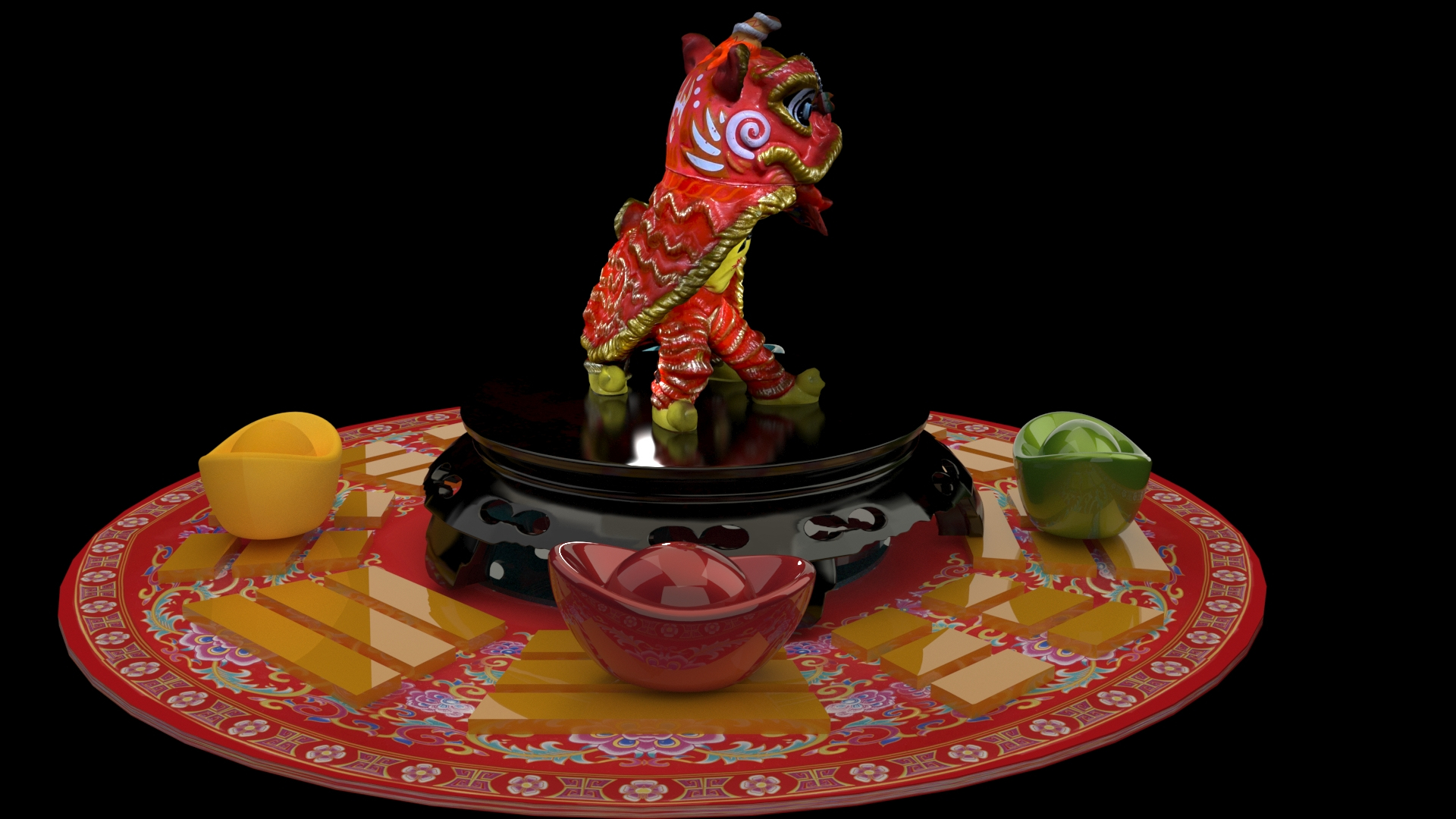 Chinese Lion Dance Figure And Yuanbao 3D Model - TurboSquid 2148871